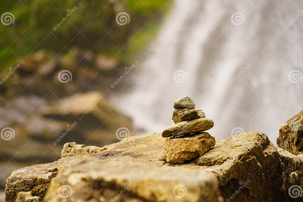 Stone Stack and Waterfall, Norway Stock Photo - Image of svandalsfoss ...