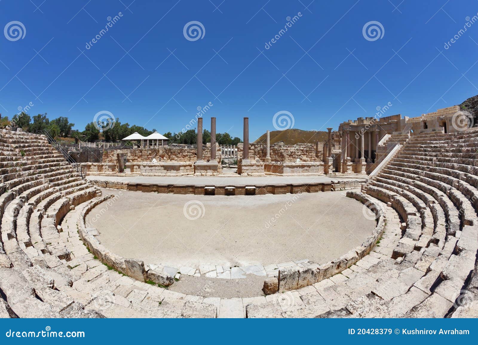 The Stone Stage in the Roman Amphitheater Stock Image - Image of beit ...