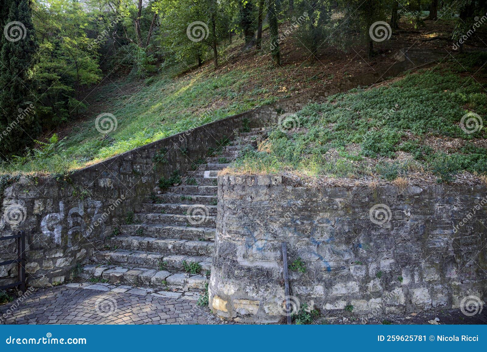 Stone Staircase by the Edge of a Slope Stock Image - Image of ...