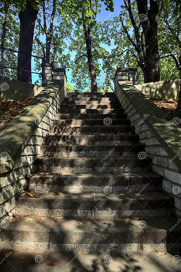 Stone Staircase by the Edge of a Slope Stock Photo - Image of built ...