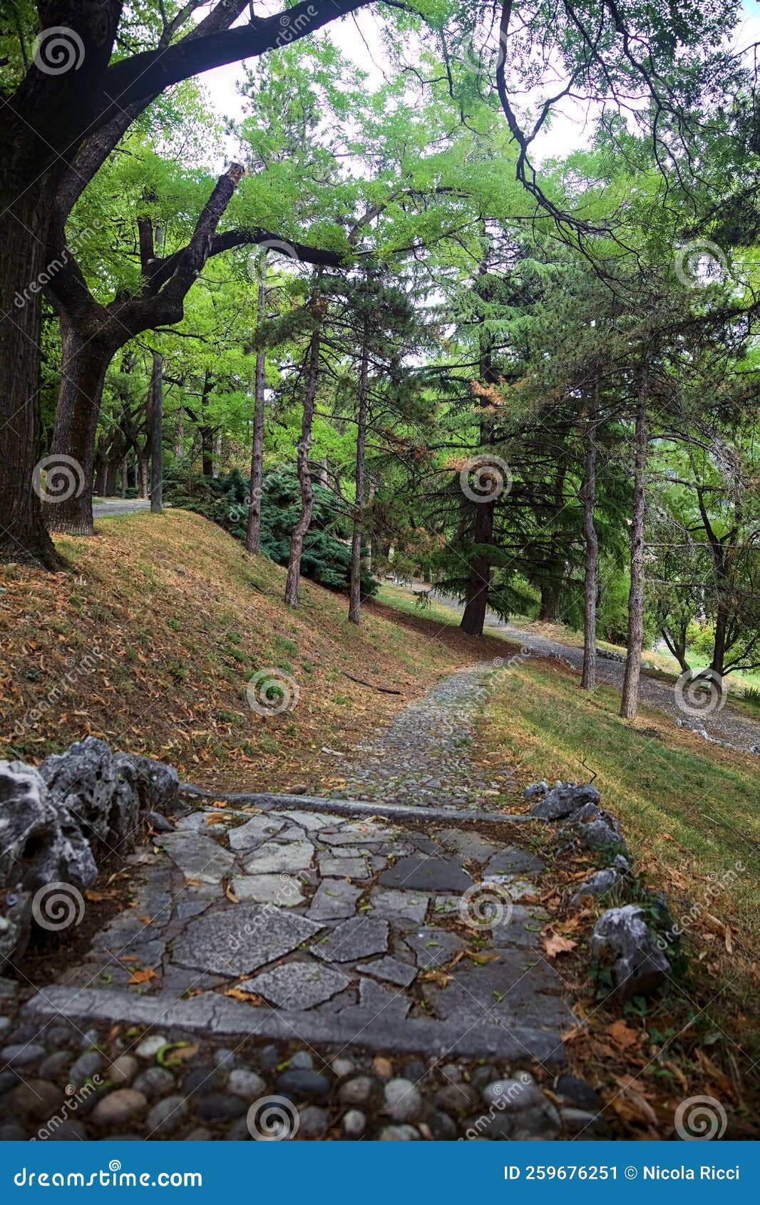 Stone Staircase by the Edge of a Slope Stock Image - Image of footpath ...