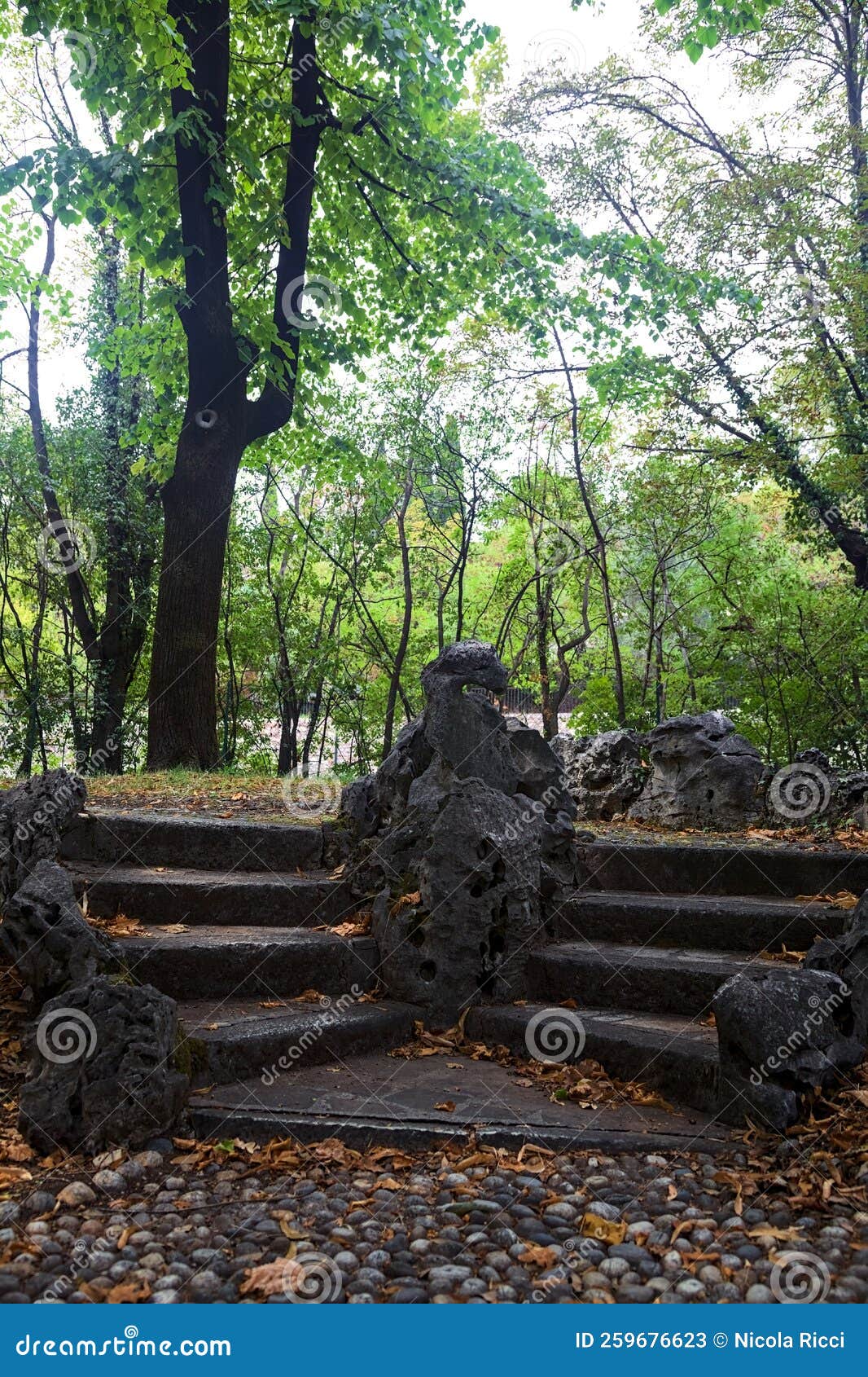 Stone Staircase by the Edge of a Slope Stock Image - Image of footpath ...