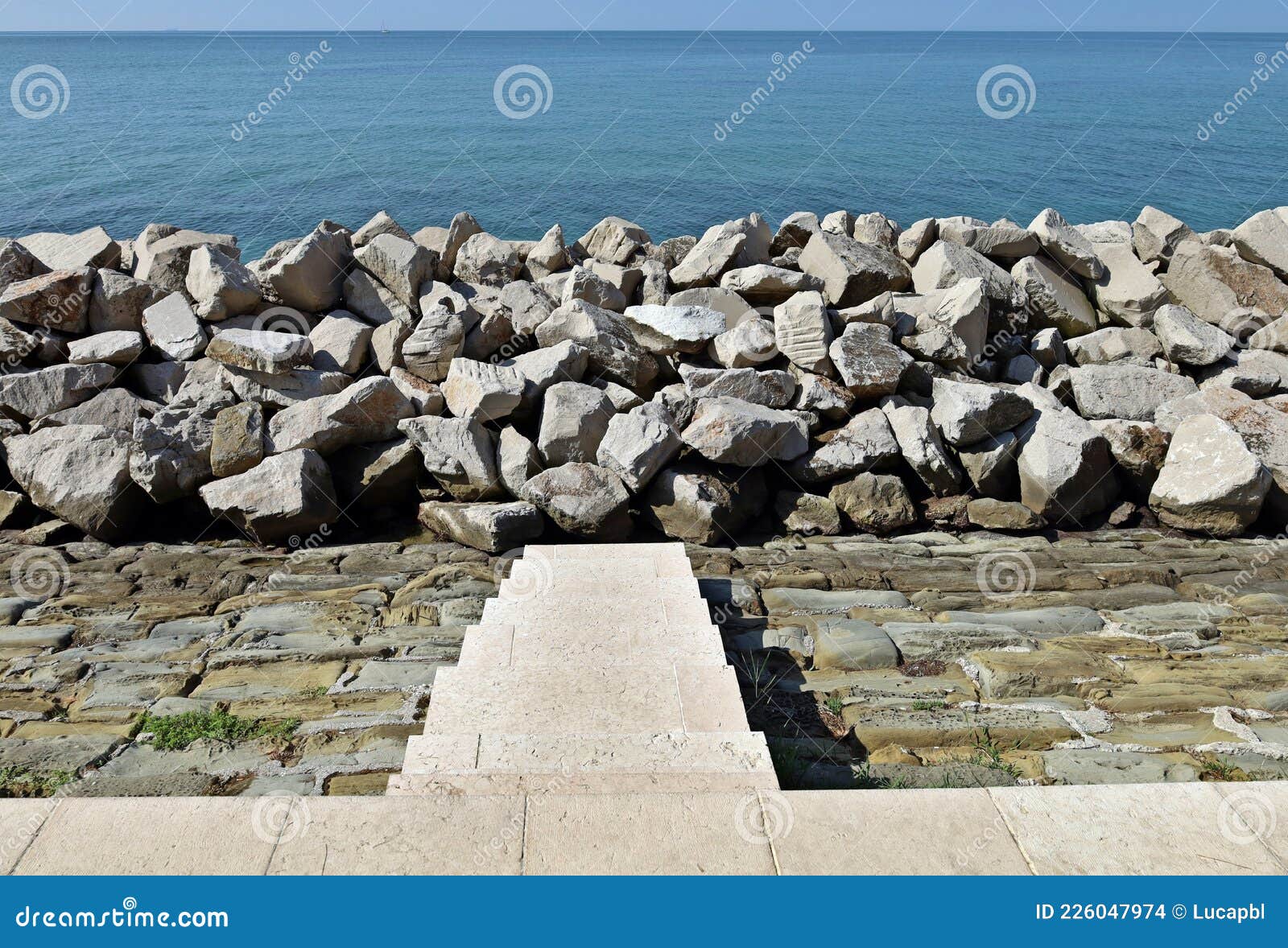 Stone Staircase Leading To the Cliff and To the Sea. Stock Photo ...