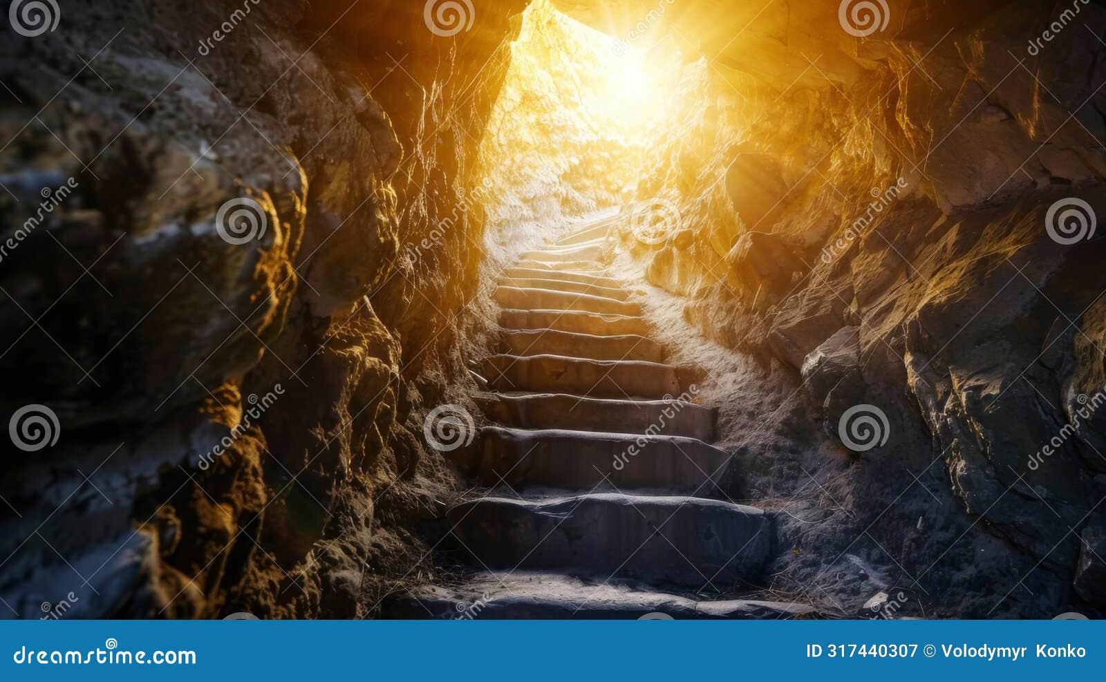 Stone Staircase Leading To a Sunlit Exit in a Cave Stock Image - Image ...