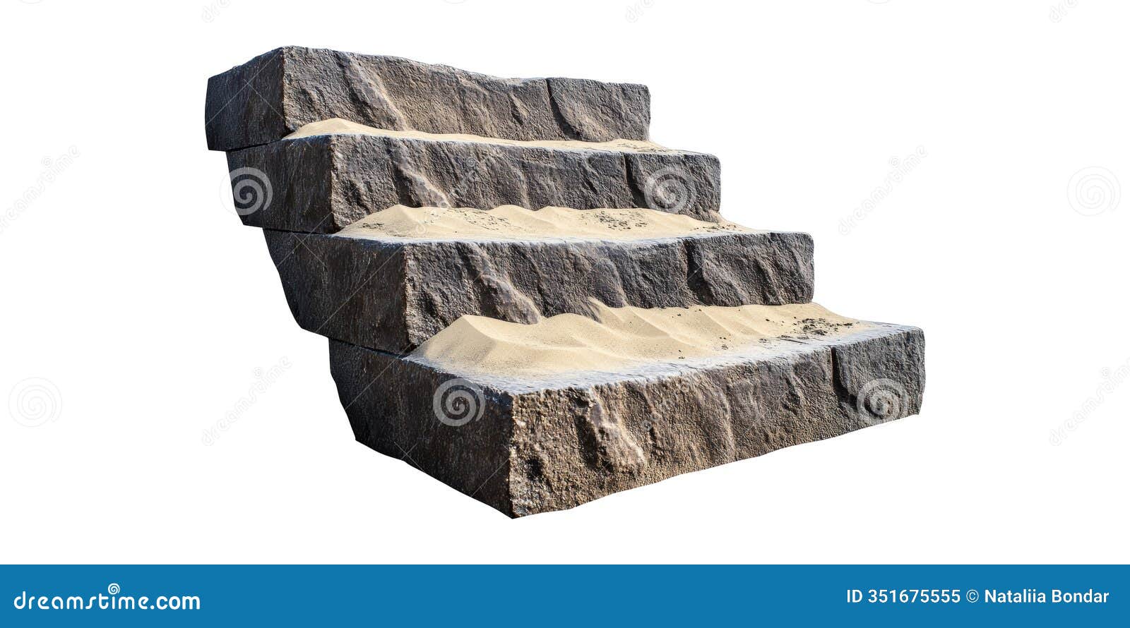 Stone Staircase with Sand Texture Isolated on Transparent Background ...