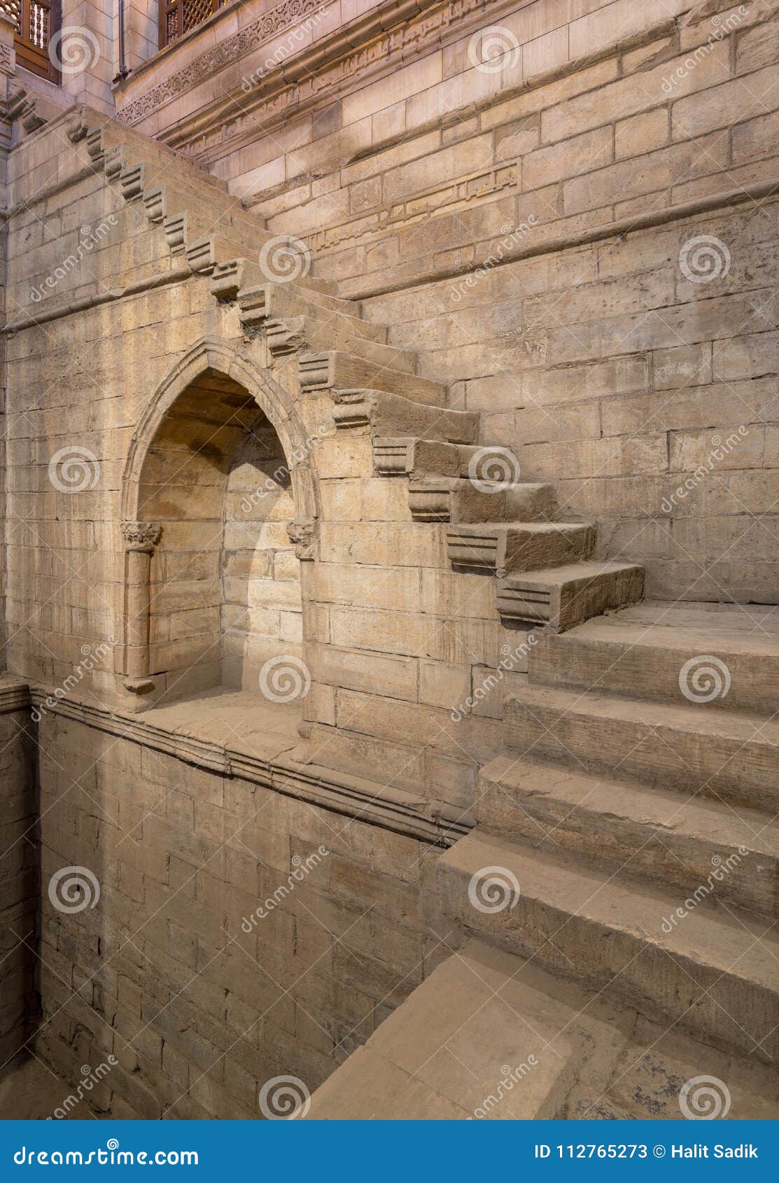 Stone Staircase Surrounding the Walls of a Deep Well Stock Image ...