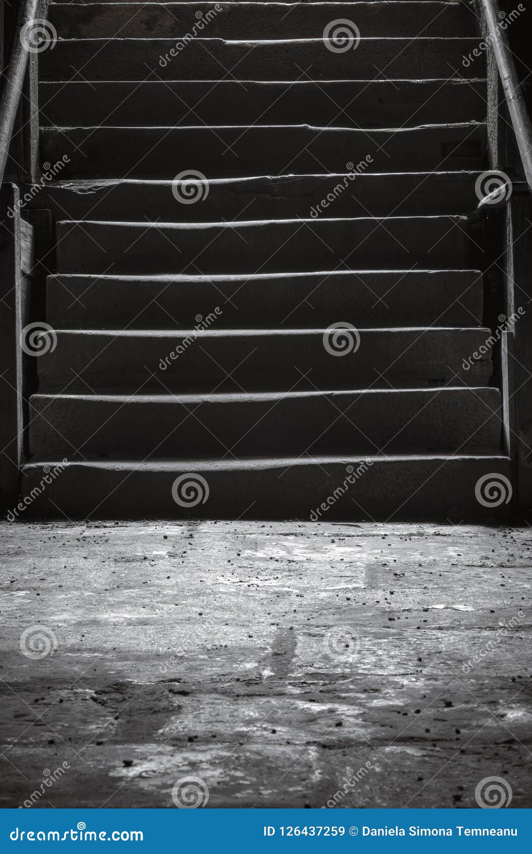 Aged Staircase With Destroyed Cracked Steps Vintage Background Stock ...