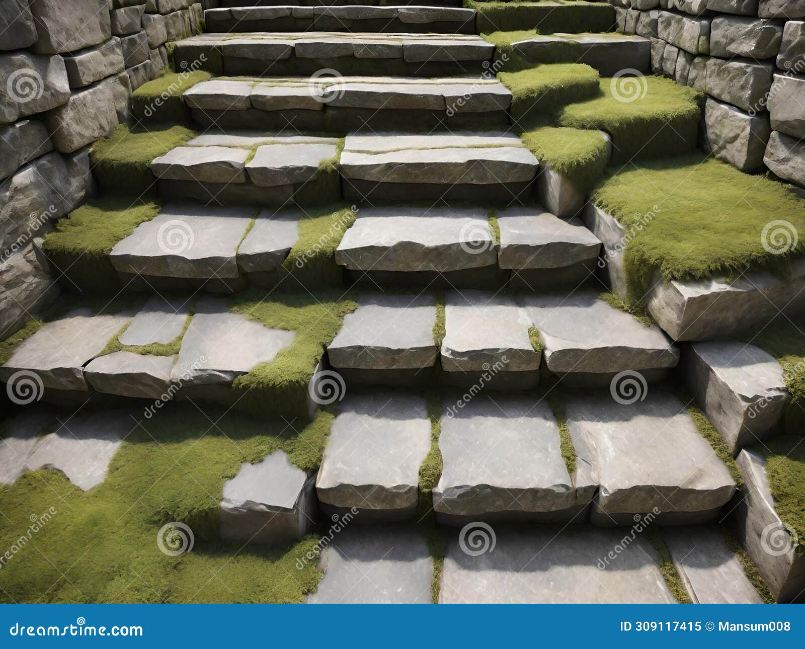 Stone Stairs with Green Grass on the Street Stock Illustration ...