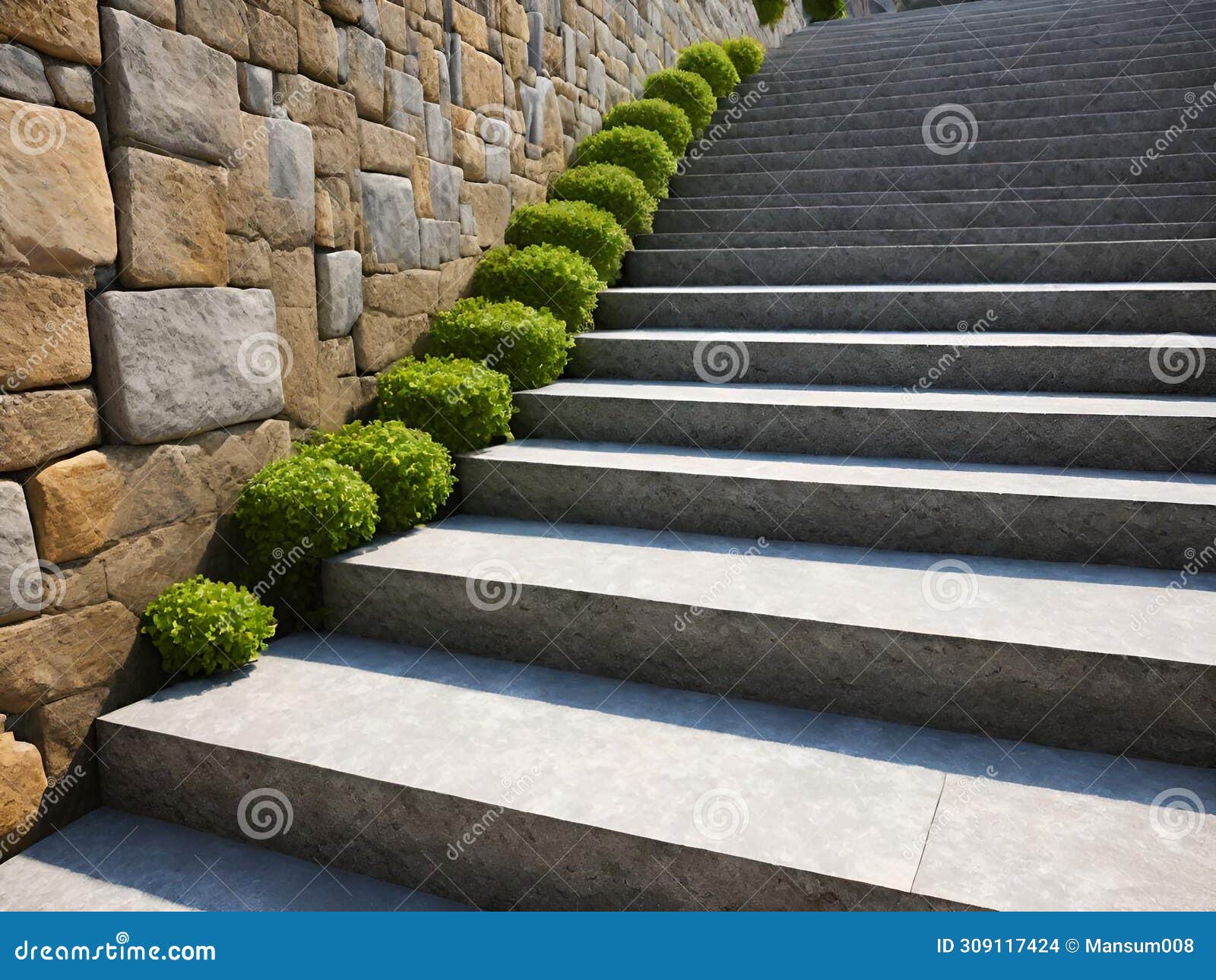 Stone Stairs with Green Grass on the Street Stock Illustration ...