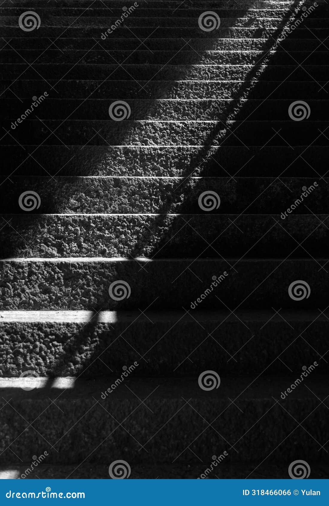Stone Stairs with Light Beam and Shadow Stock Photo - Image of grungy ...
