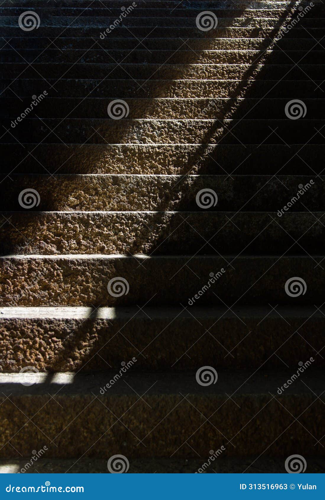 Stone Stairs with Light Beam and Shadow from a Underway Stock Image ...