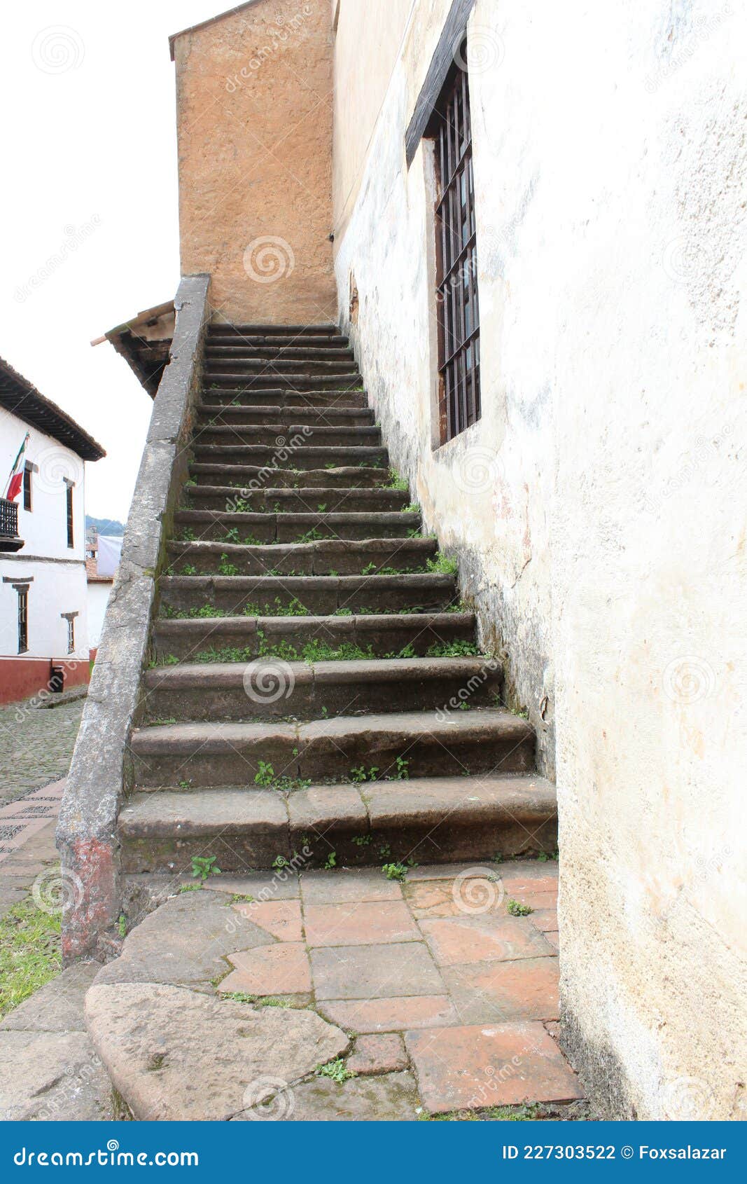 Stone Stairs Outside in Mexico Stock Photo - Image of roof, street ...