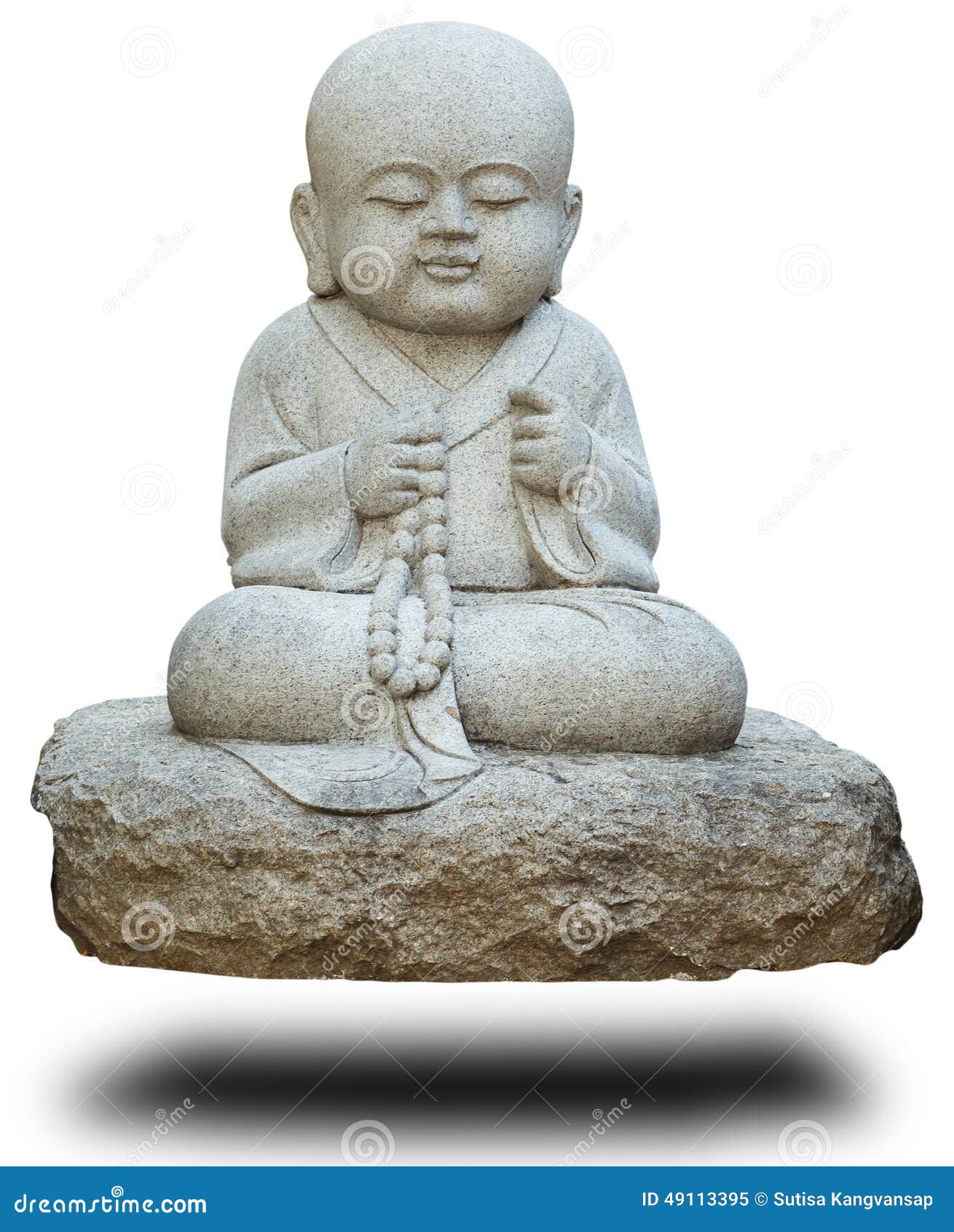 Stone Statue of Buddhist Monk on White Stock Image - Image of stone ...