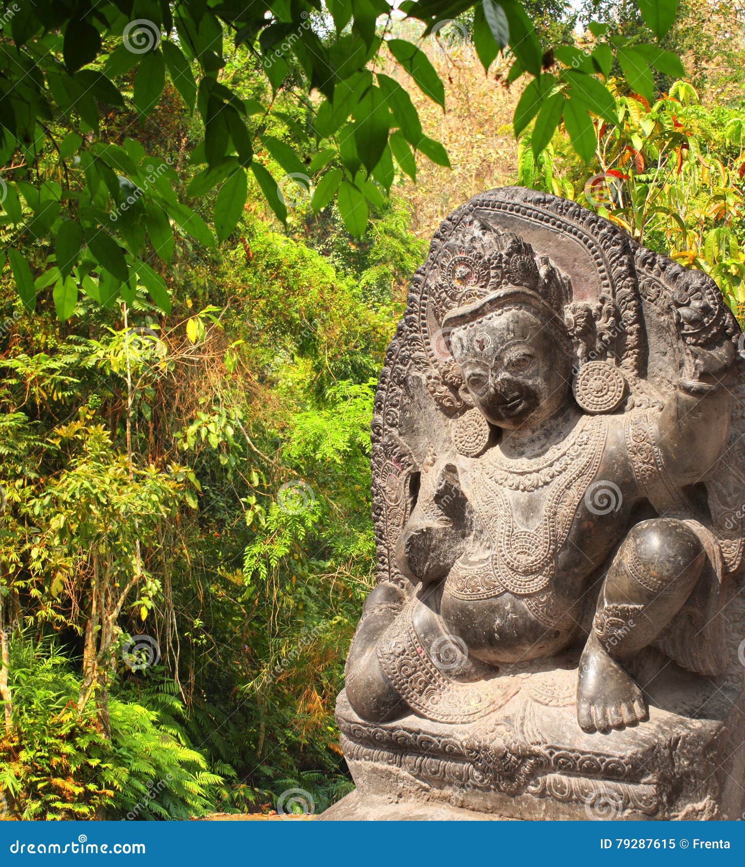 Stone Statue of Dancing Hindu God and Trees in Rainforest Stock Image ...