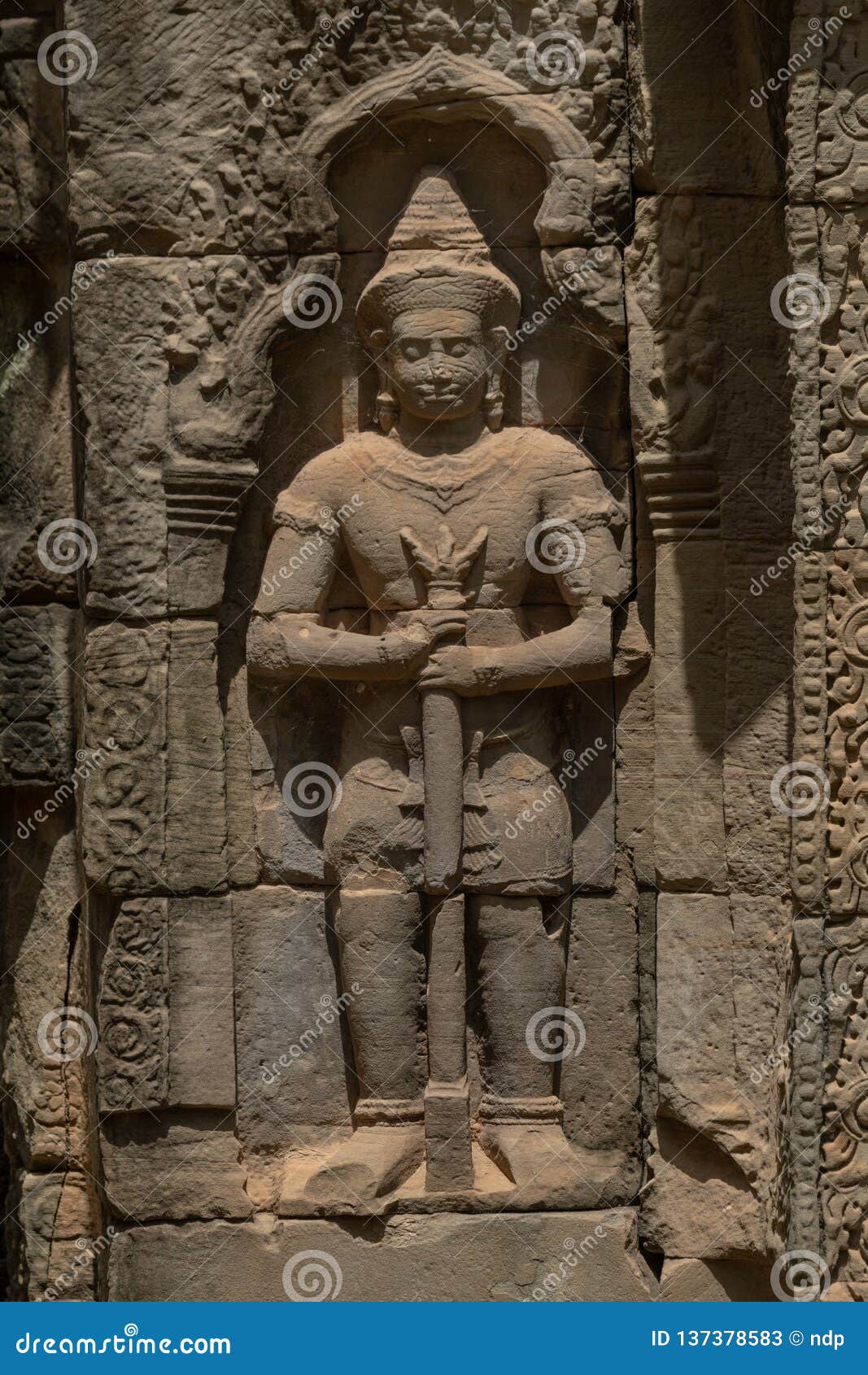 Stone Statue of Man in Wall Alcove Stock Image - Image of travel ...