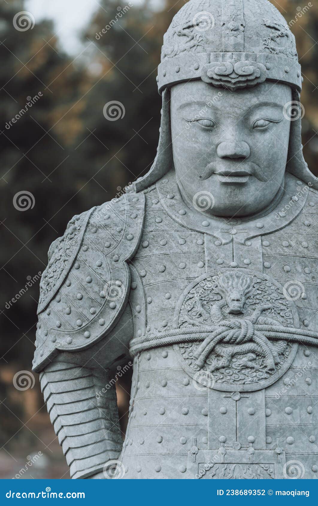 Smiling samurai statue stock photo. Image of building - 238689352