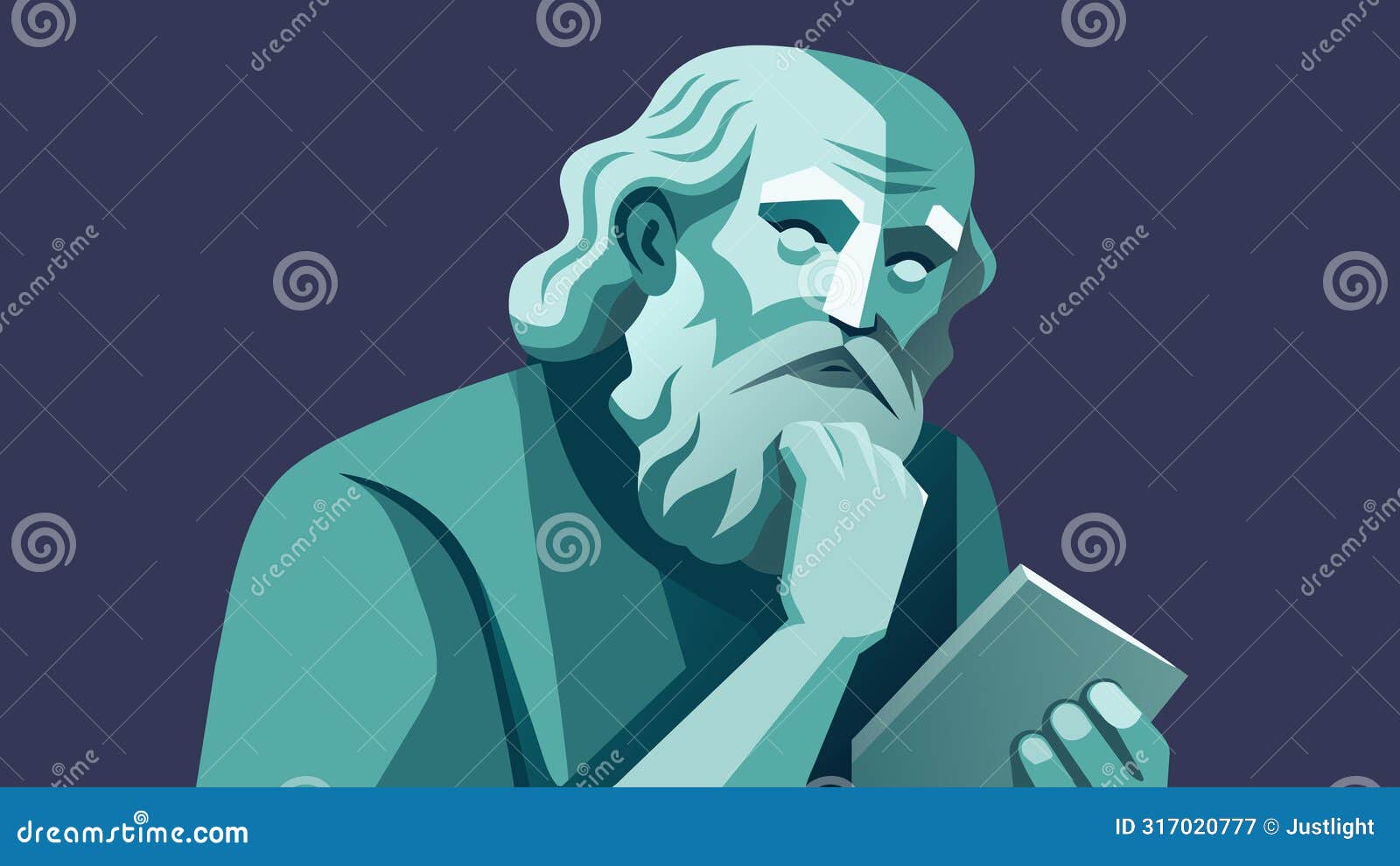 A Stone Statue of a Philosopher with a Furrowed Brow Deep in Thought ...