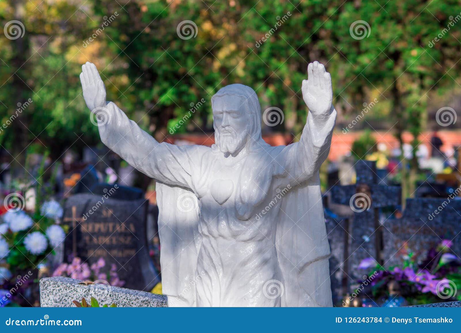 Stone Statue of the Savior in the Cemetery. Stock Photo - Image of ...
