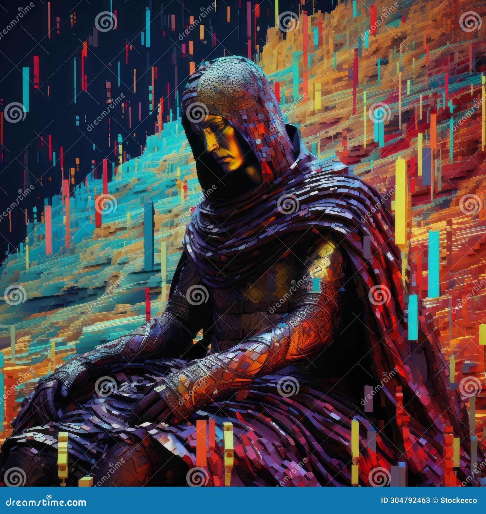 Abstract Digital Person Image with Epic Fantasy Grid: a Byzantine ...