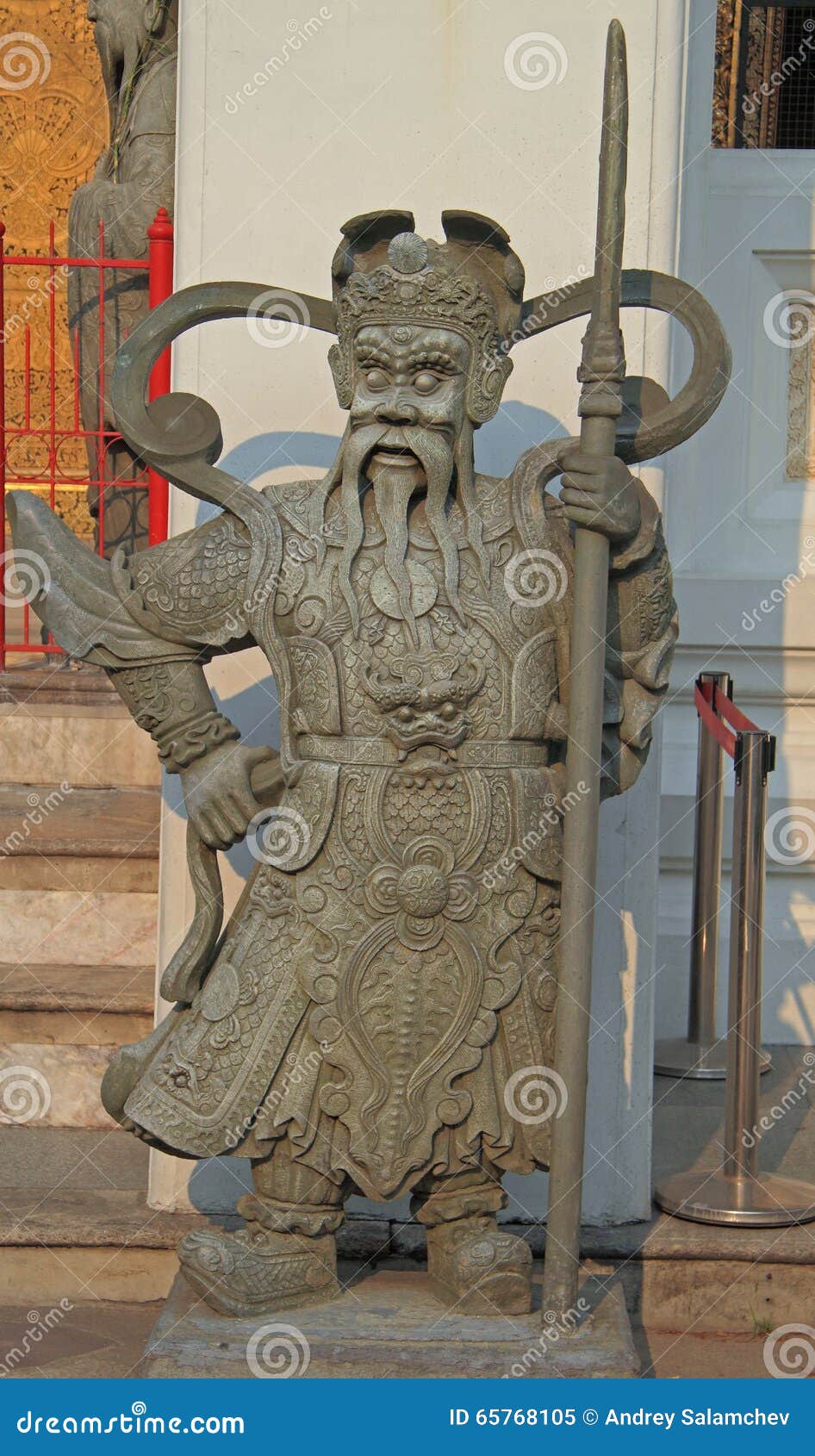 Stone Statue of a Standing Warrior Stock Image - Image of asia, detail ...