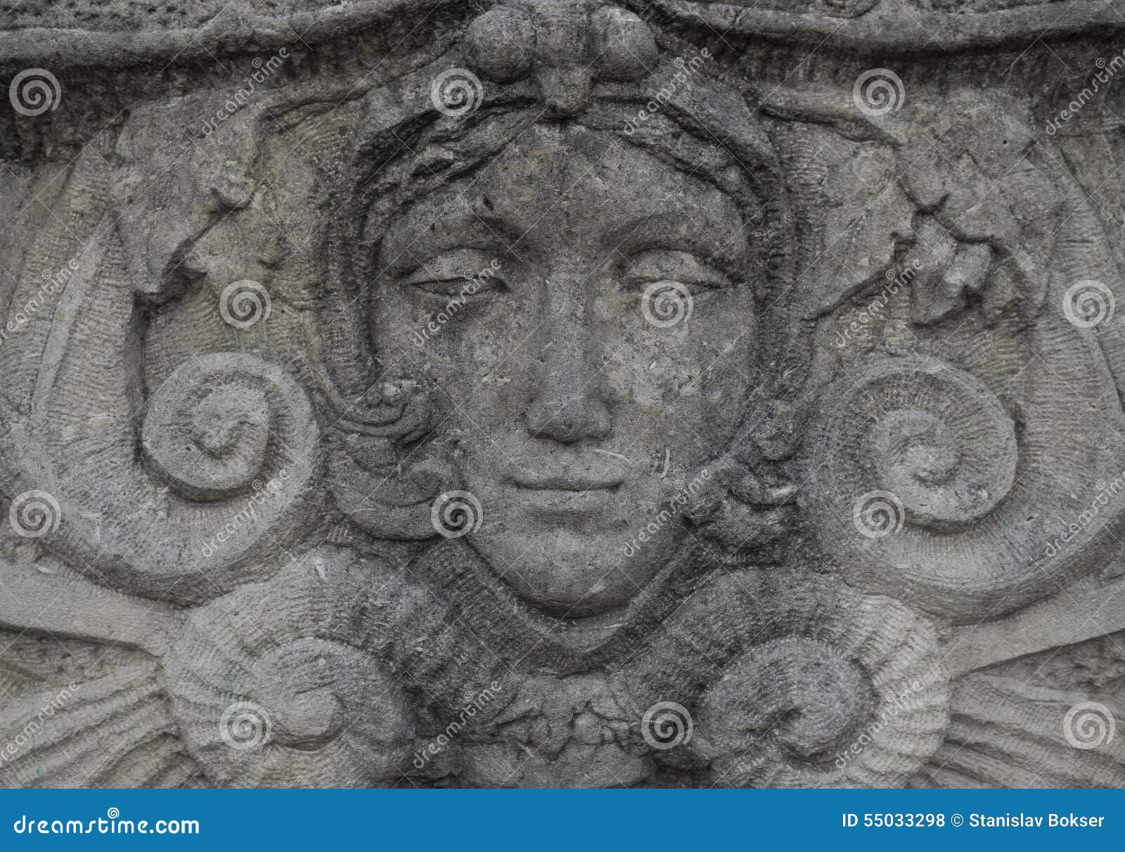 Stone Statue of a Woman Face Stock Photo - Image of history, gray: 55033298