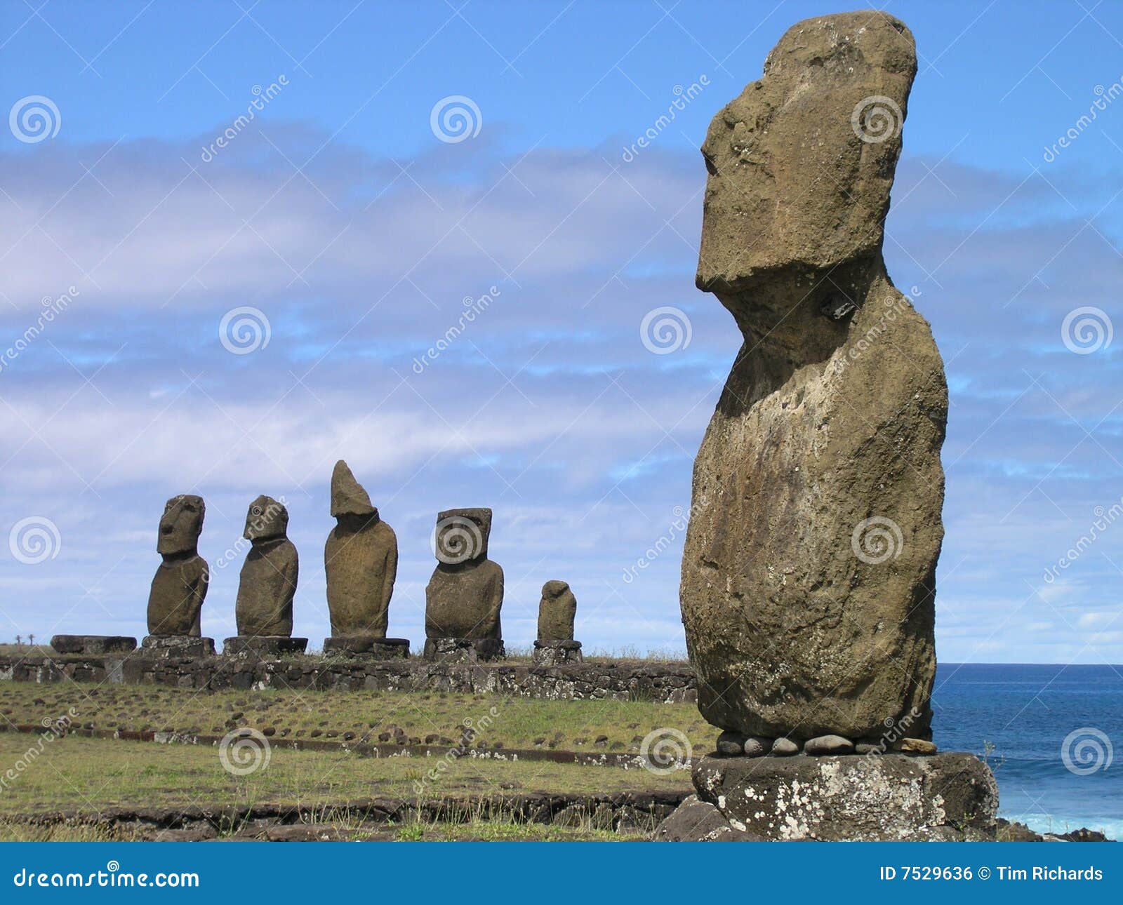 Stone Statues, Easter Island Stock Photo - Image of carved, ancient ...