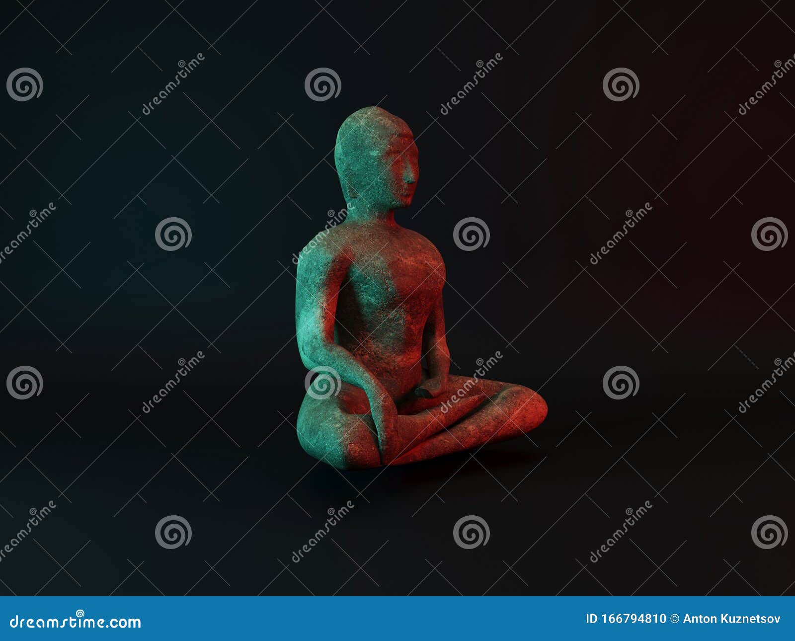 Stone Status on a Black Background. 3D Rendering Stock Illustration ...