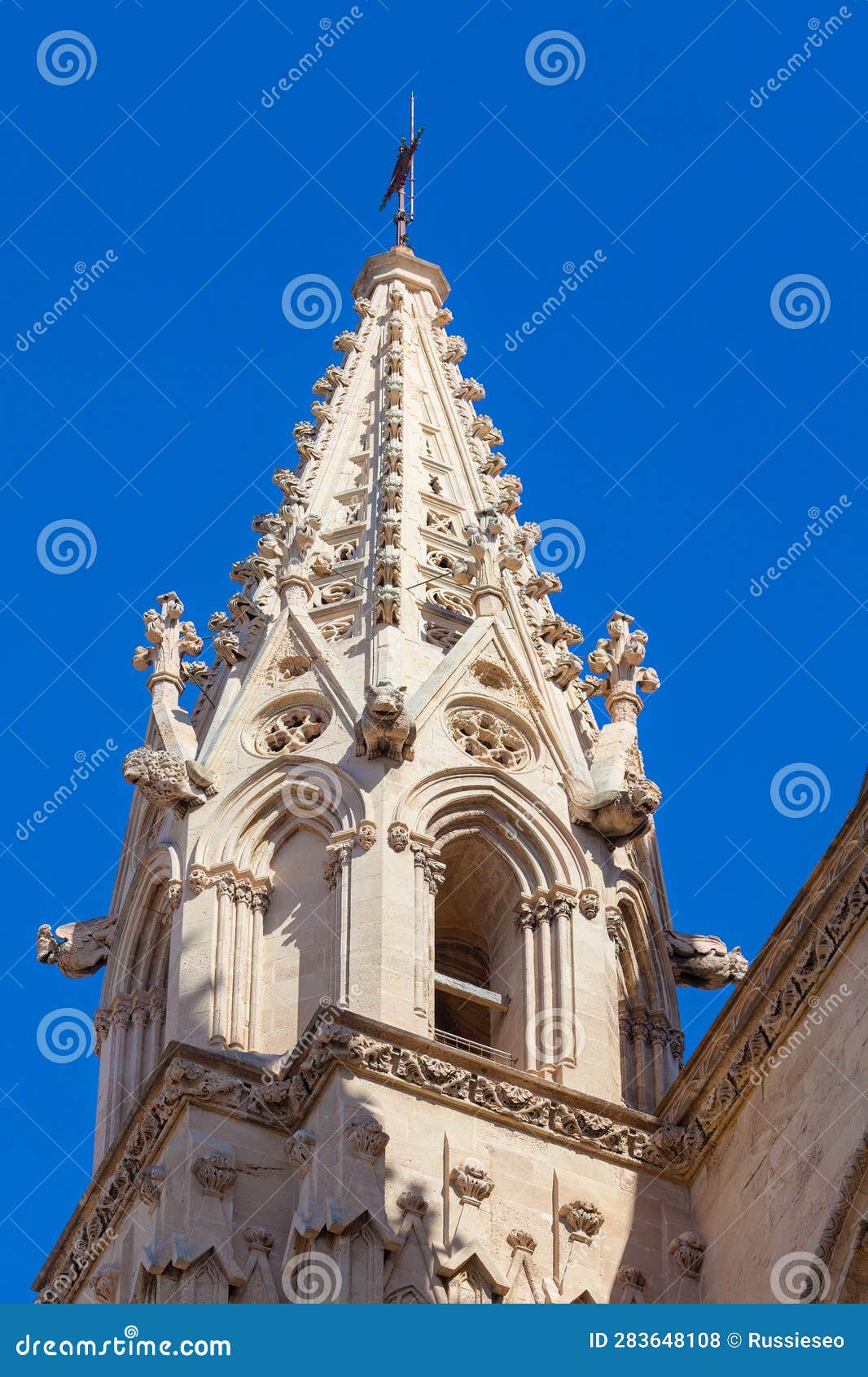 Gothic Steeple of Cathedral Stock Photo - Image of cross, church: 283648108