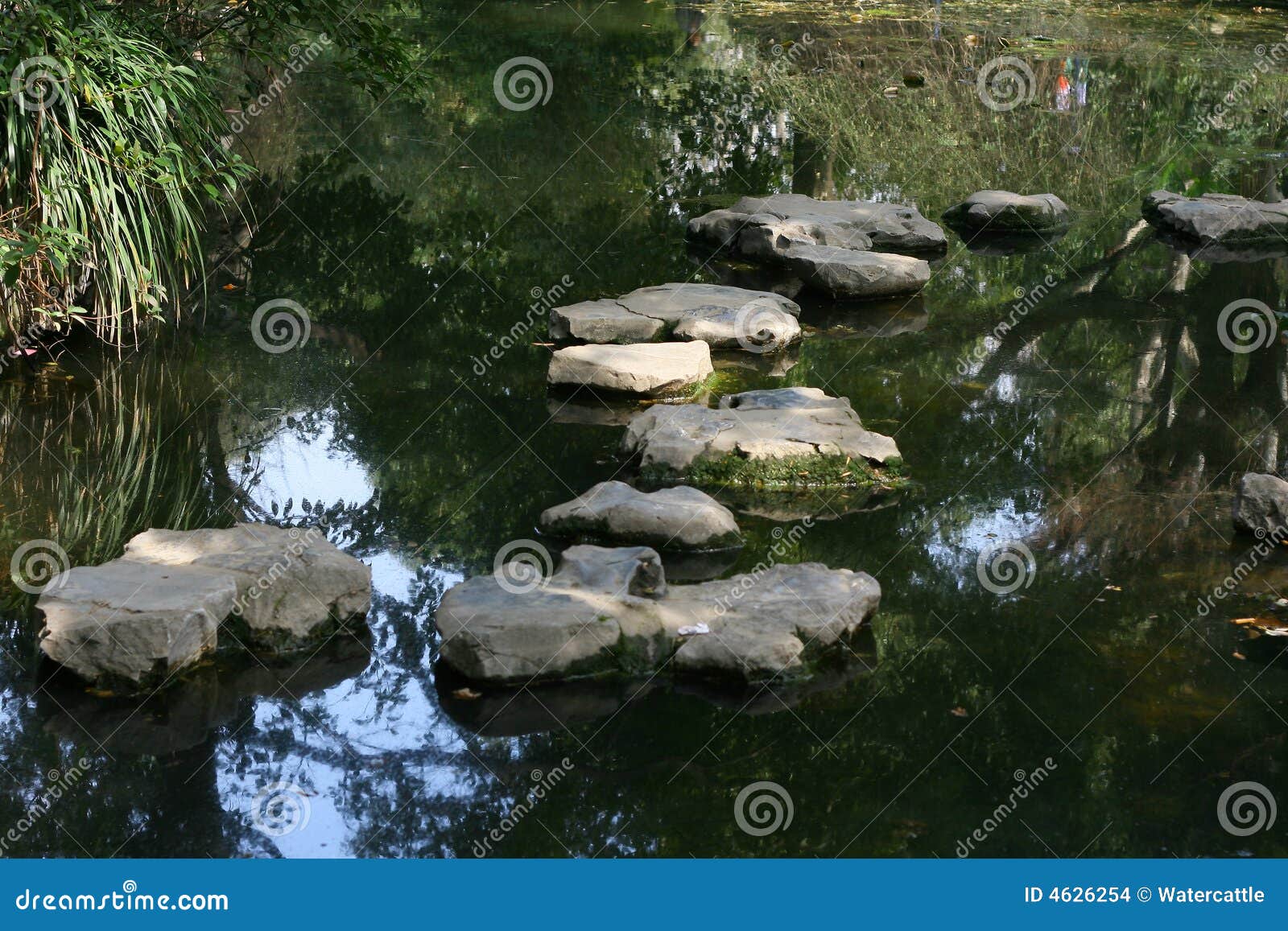 Stone Step on the Streamlet Stock Photo - Image of abstraction, blue ...