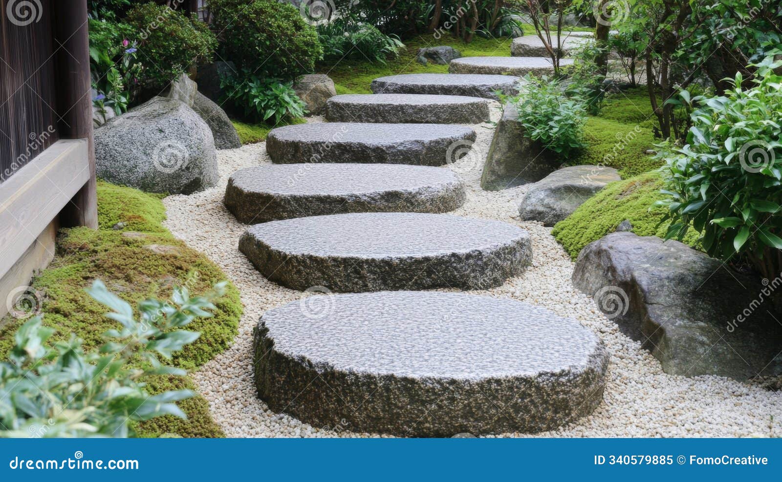 Stone Stepping Stones Path through a Japanese Garden Stock Illustration ...
