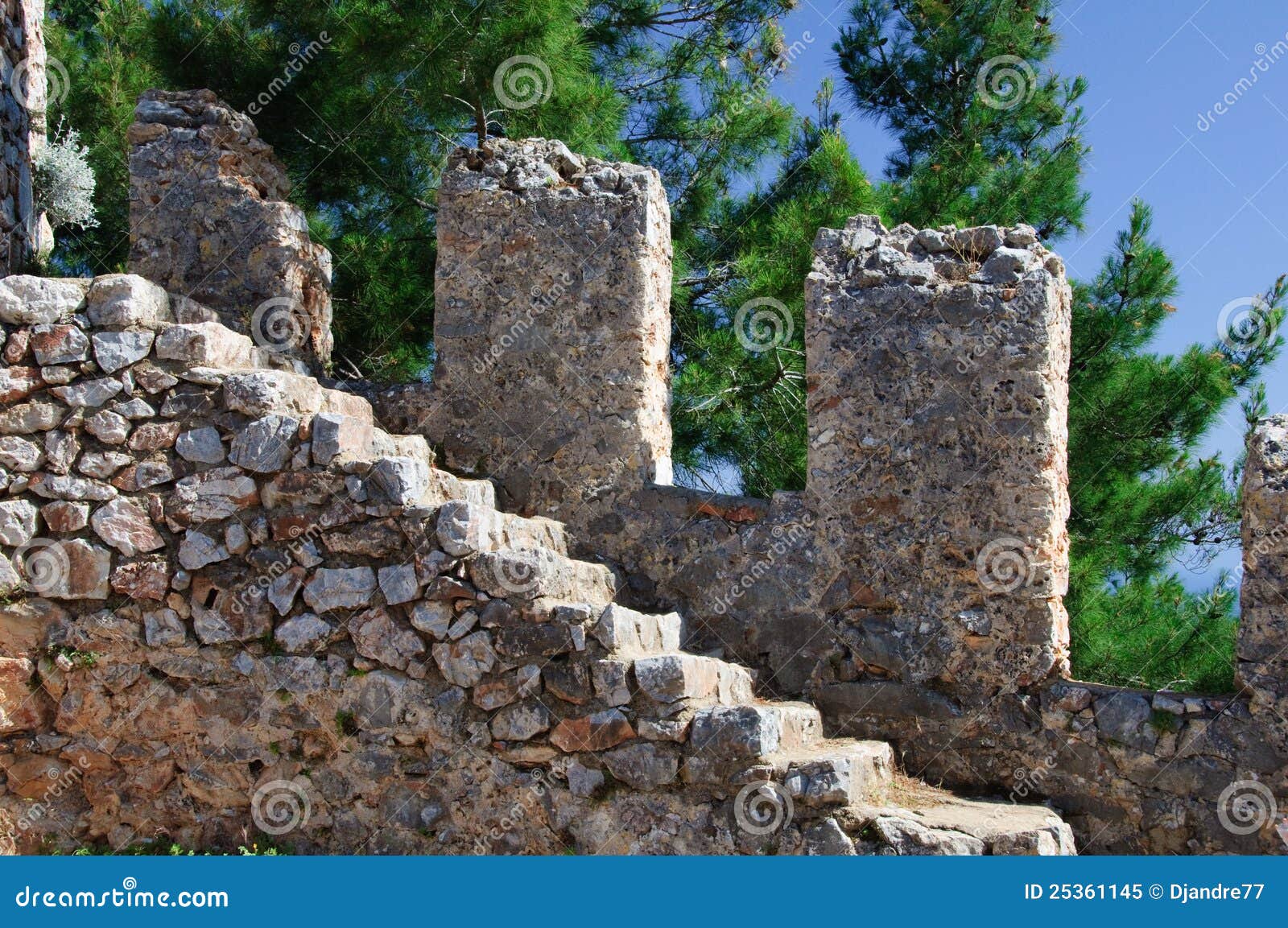 Stone Steps of an Ancient Ladder. Stock Image - Image of blue, fortress ...