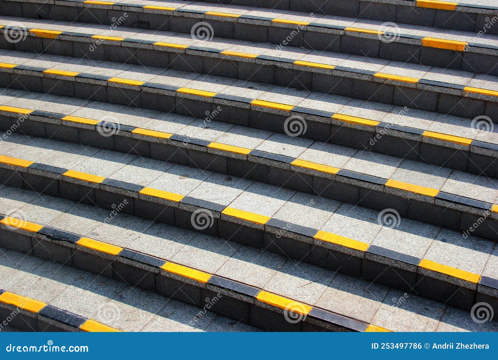 Stone Steps with Black and Yellow Warning Stripes Stock Photo - Image ...