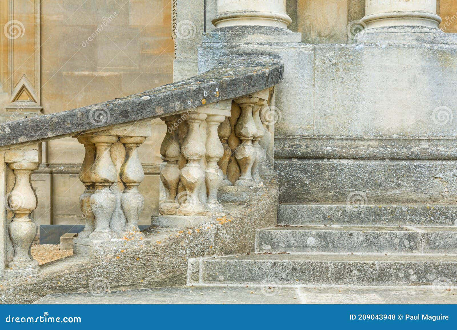 Stone Steps and Columns Outside a Manor House UK Stock Photo - Image of ...