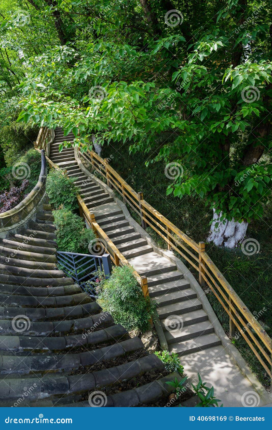 Stone Steps on Hillside in Verdant Spring Stock Image - Image of ...