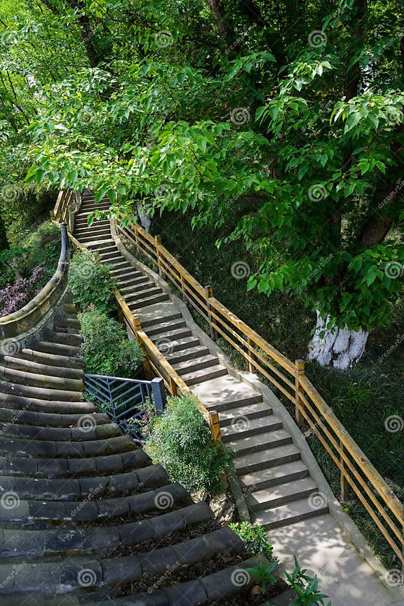 Stone Steps on Hillside in Verdant Spring Stock Image - Image of ...