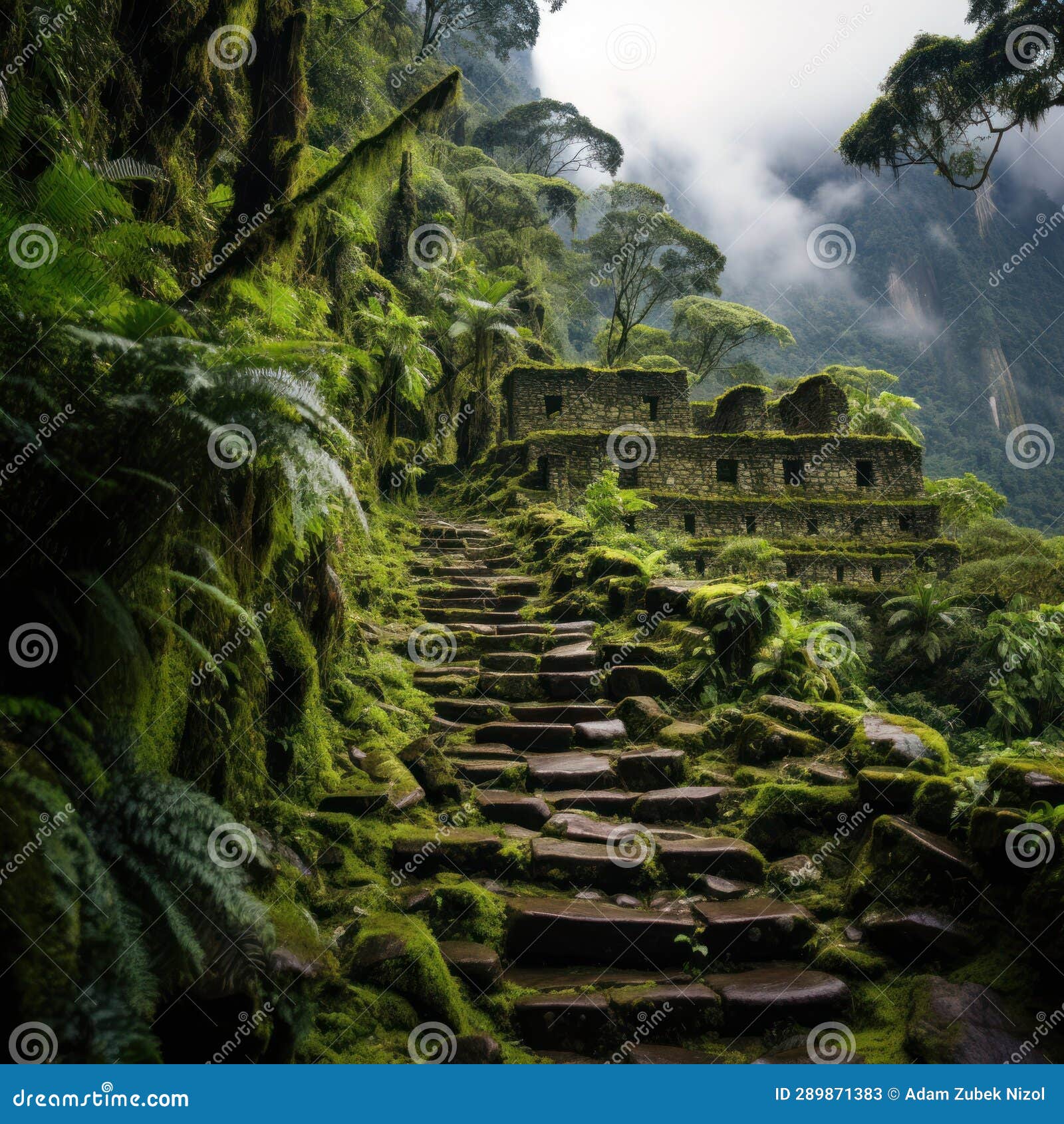 A Stone Steps in the Jungle Stock Illustration - Illustration of ...