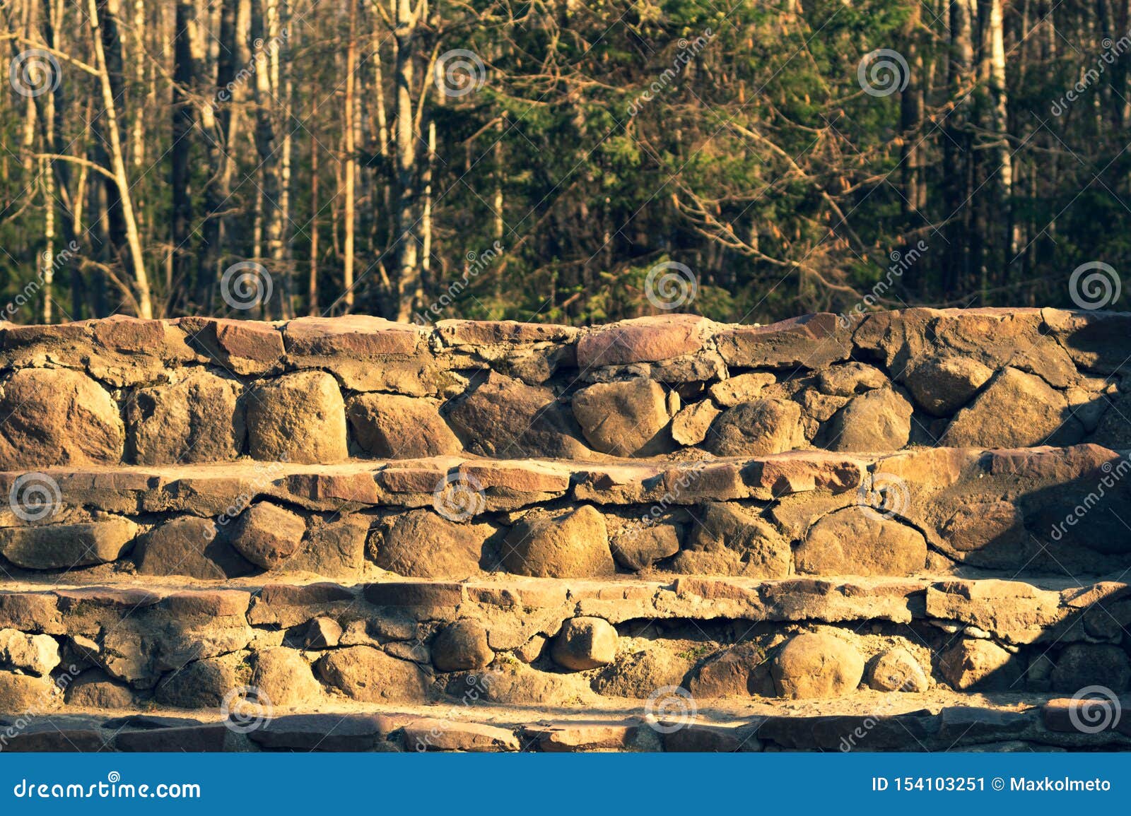 Stone Steps Ladder. Stairs from Natural Stones in the Park Stock Image ...