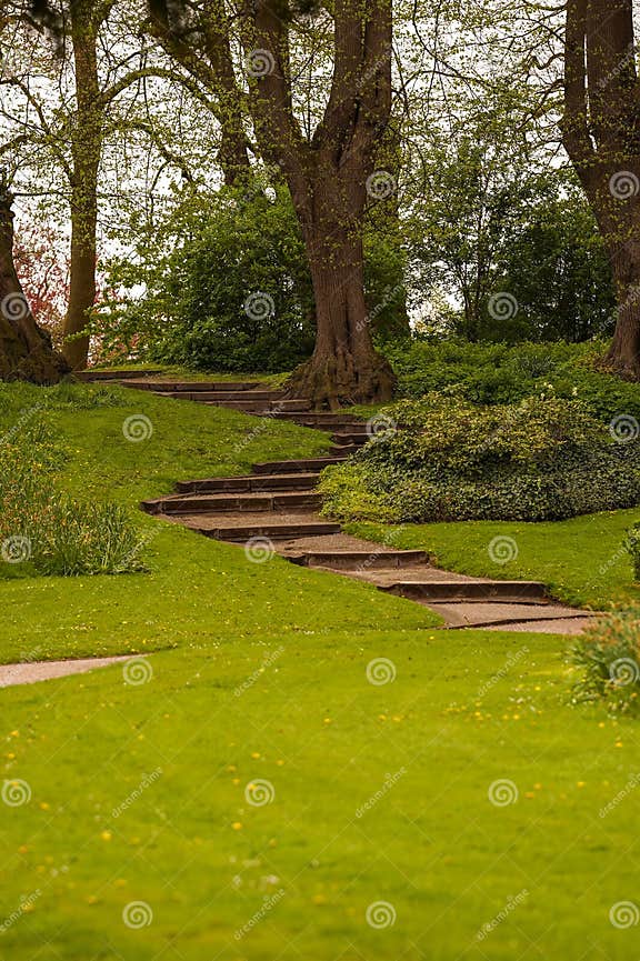 Stone Steps in the Park, Modern Landscaping. Stock Photo - Image of ...