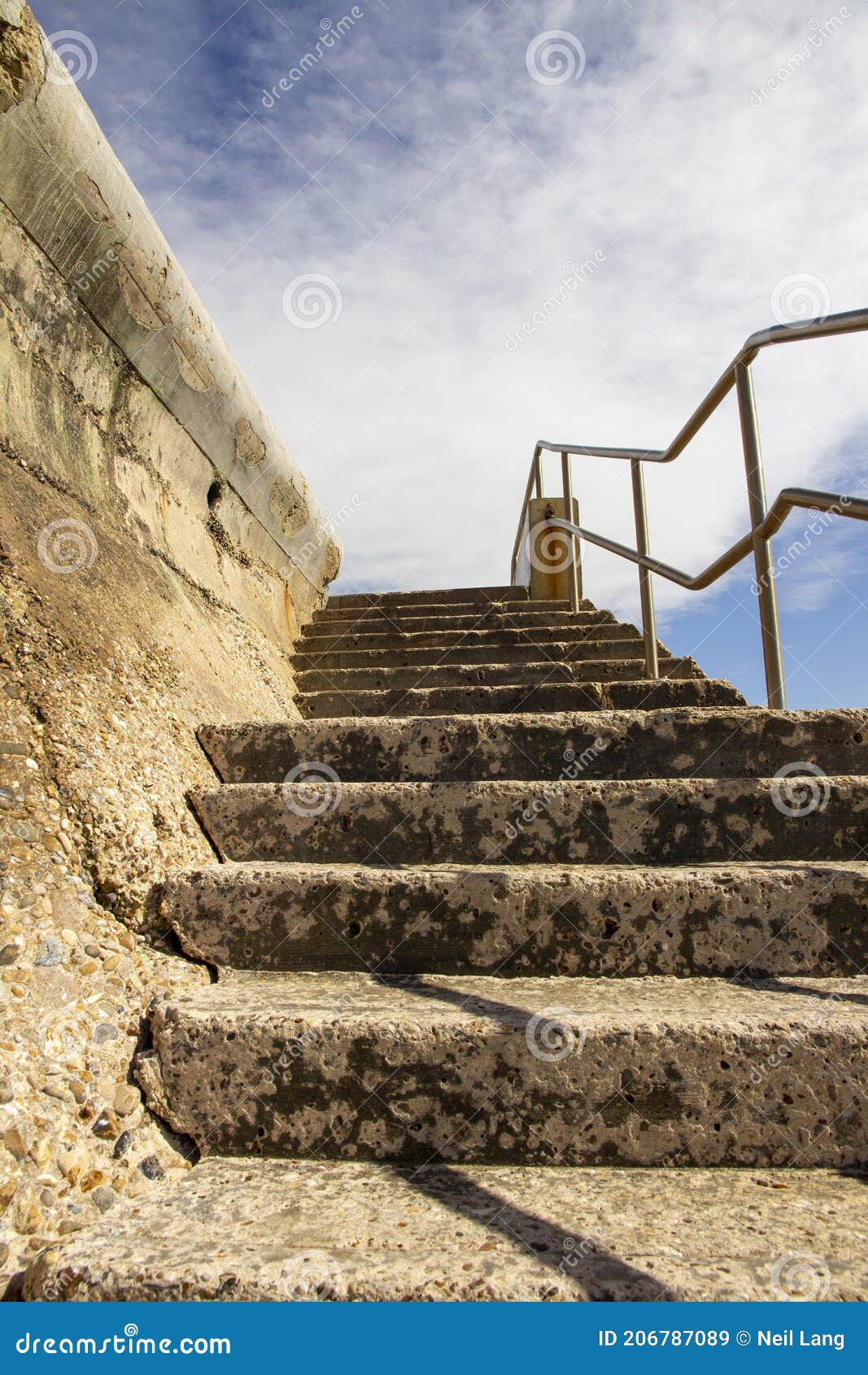 Stone Steps on Sea Wall Walton Stock Image - Image of summer, seaside ...