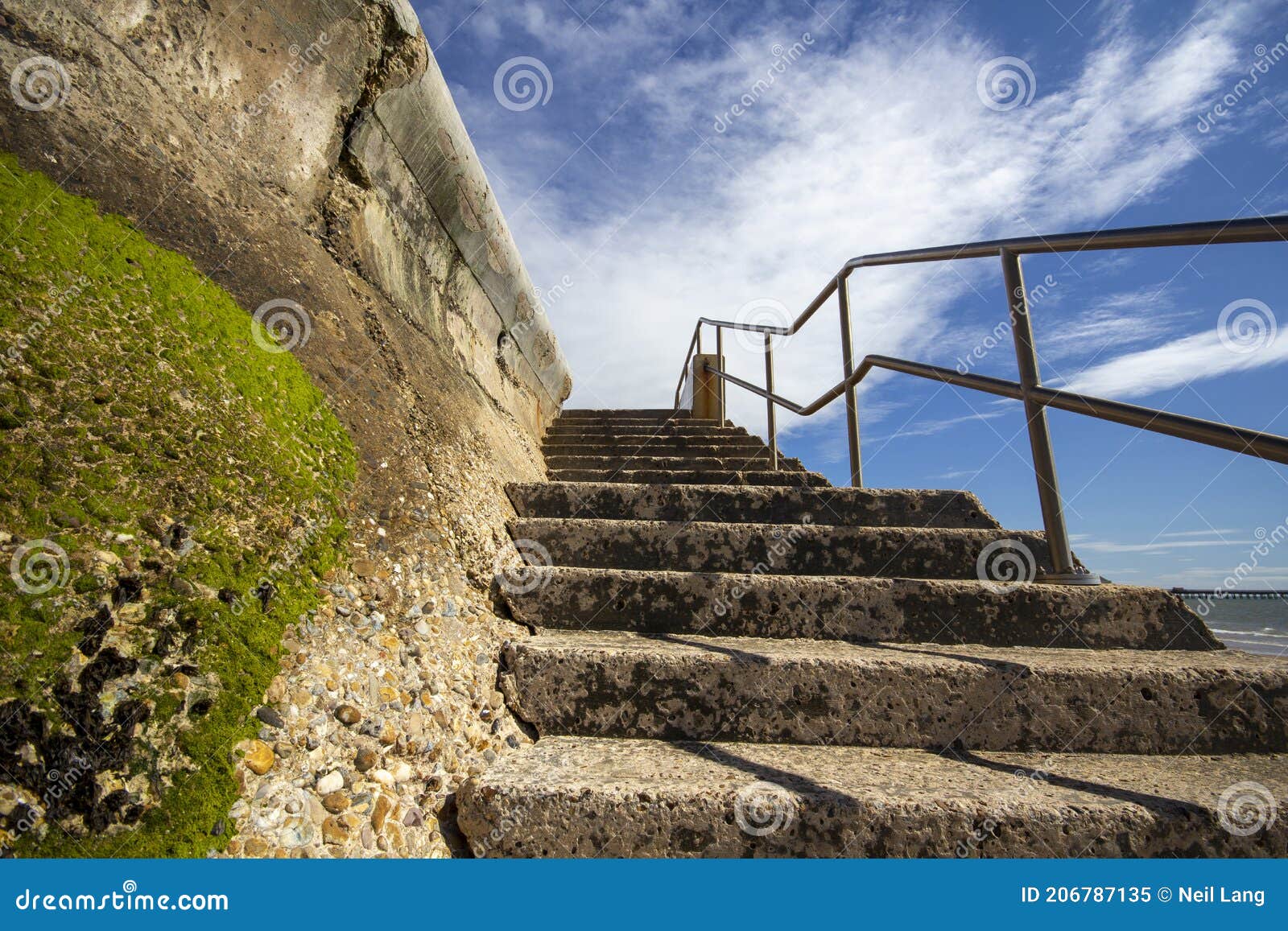 Stone Steps on Sea Wall Walton Stock Image - Image of perspective ...