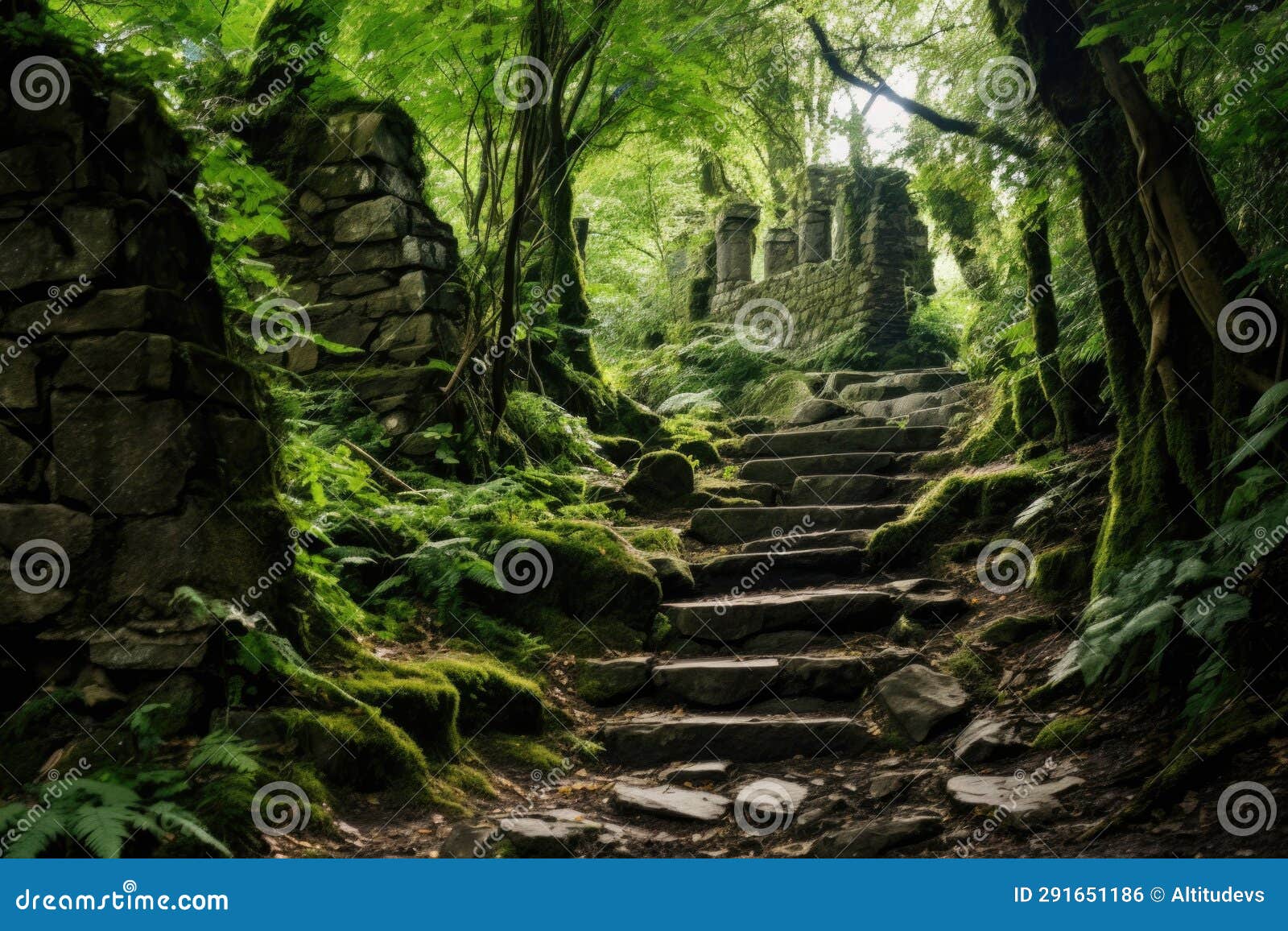 Stone Steps of a Steep Path Up a Hill Stock Photo - Image of generative ...