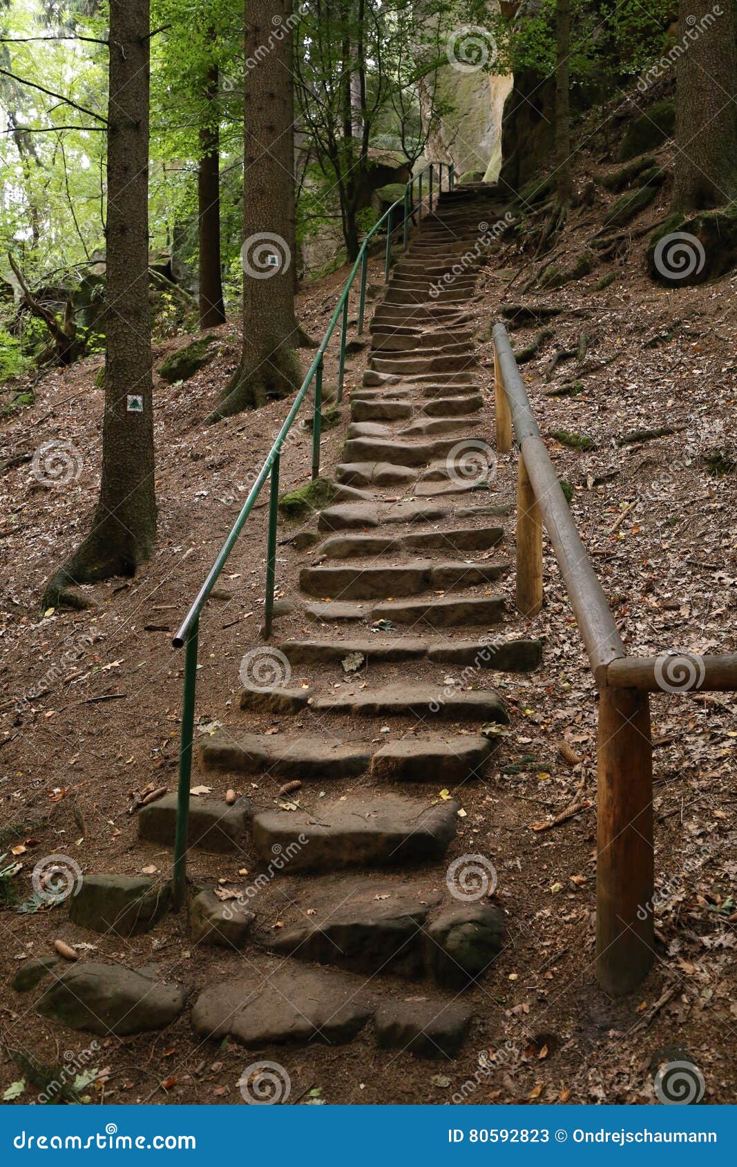 Stone Steps To the Steep Hill Stock Image - Image of railing, stairs ...