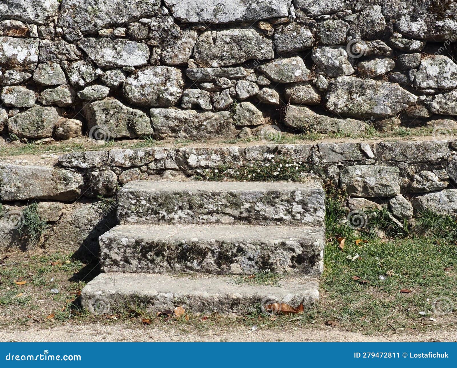 Stone Steps and a Stone Wall in Vigo Spain Stock Image - Image of ...