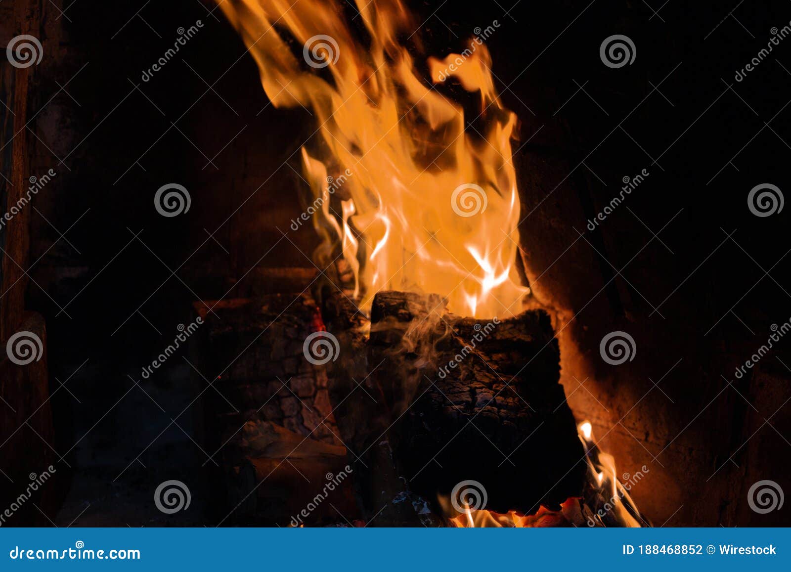 Stone Stove with Burning Charcoal at Night Time Stock Photo - Image of ...