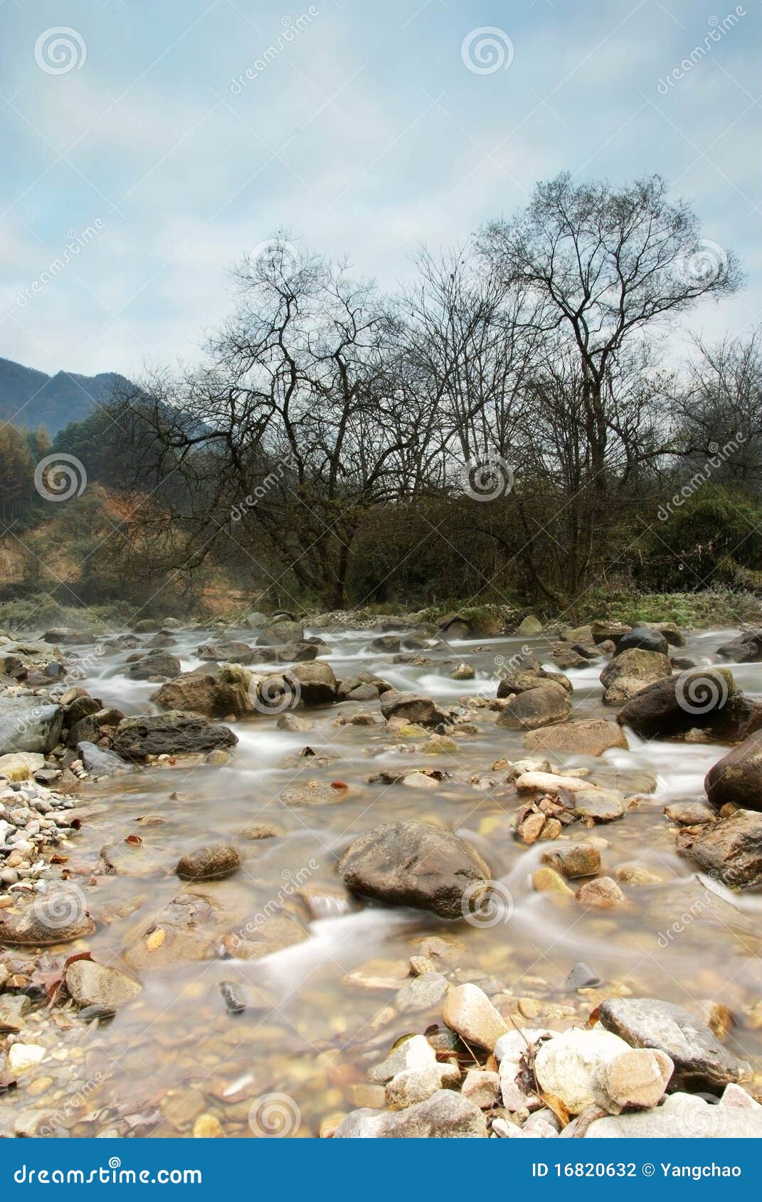 Stone stream and trees stock photo. Image of hills, river - 16820632