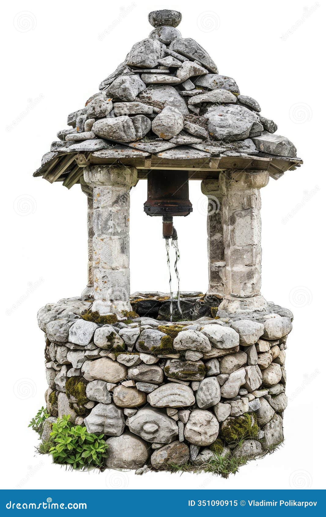 A Stone Structure with a Bell and Water Flowing Out. Suitable for ...