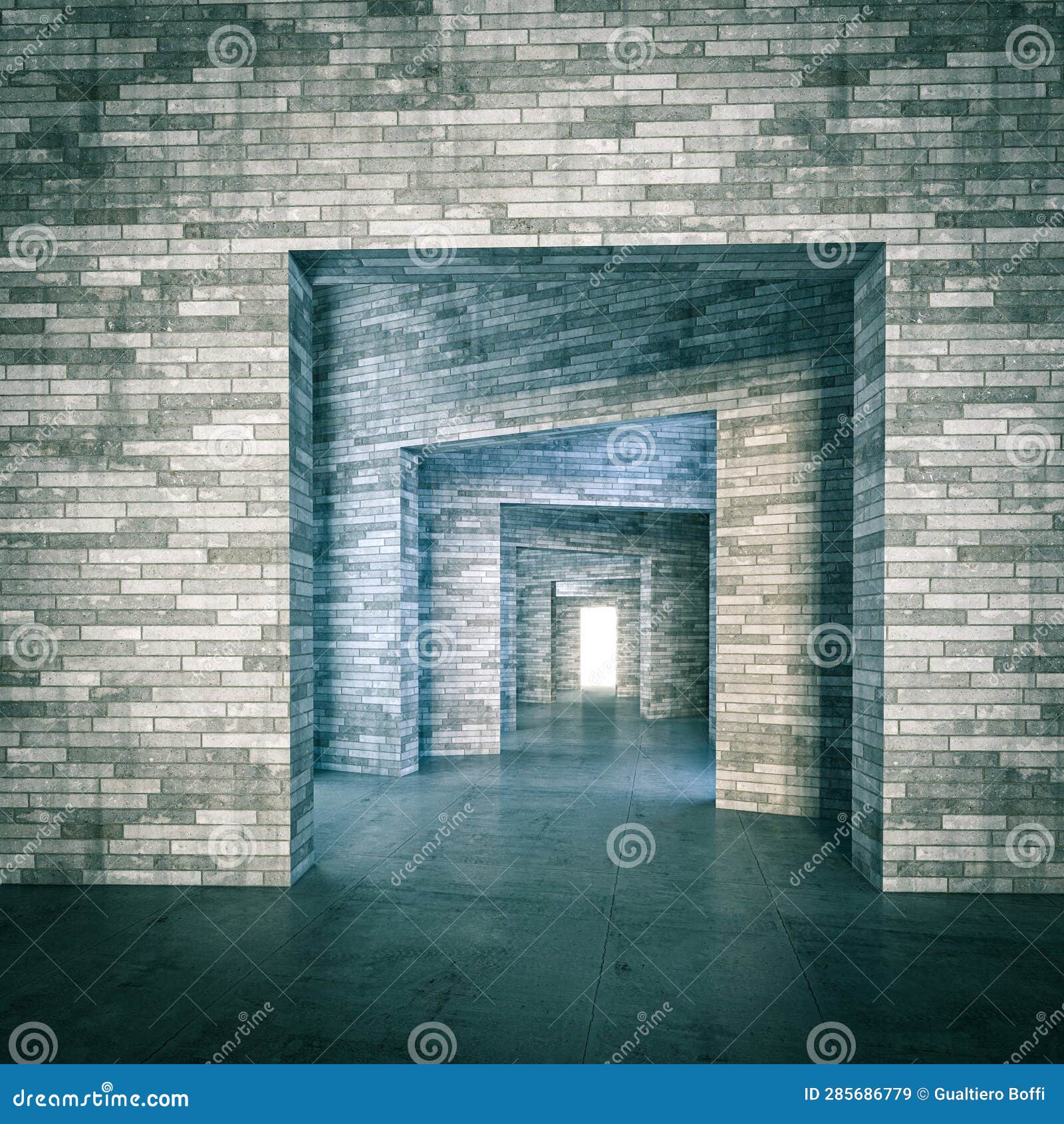 Stone Structure with Portals and Corridor Stock Illustration ...