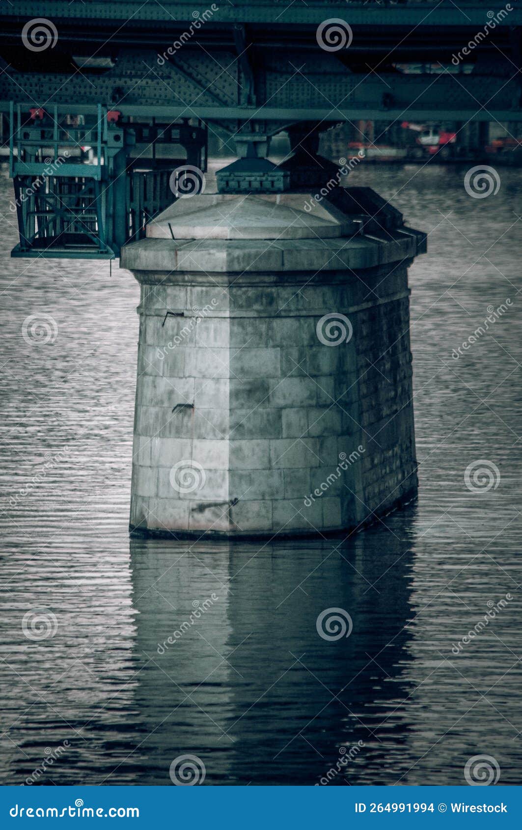 Stone Structure Under the Bridge in Water Stock Photo - Image of ...