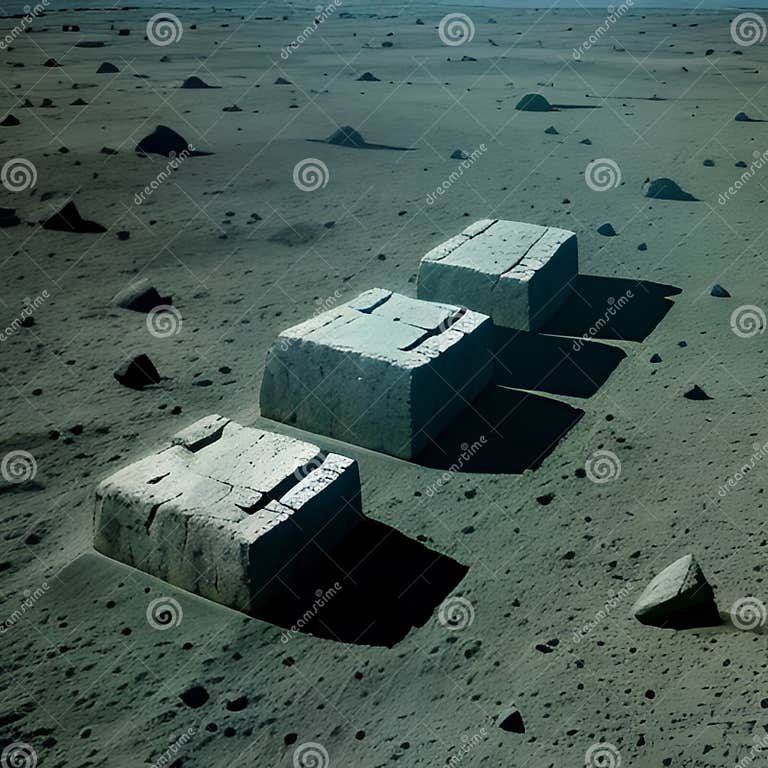 Stone Structures on Alien World. Moon Monuments, Artifacts. AI ...