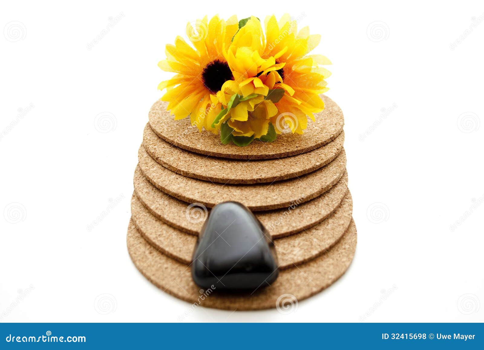 Stone with sunflower stock photo. Image of flower, sunflower - 32415698